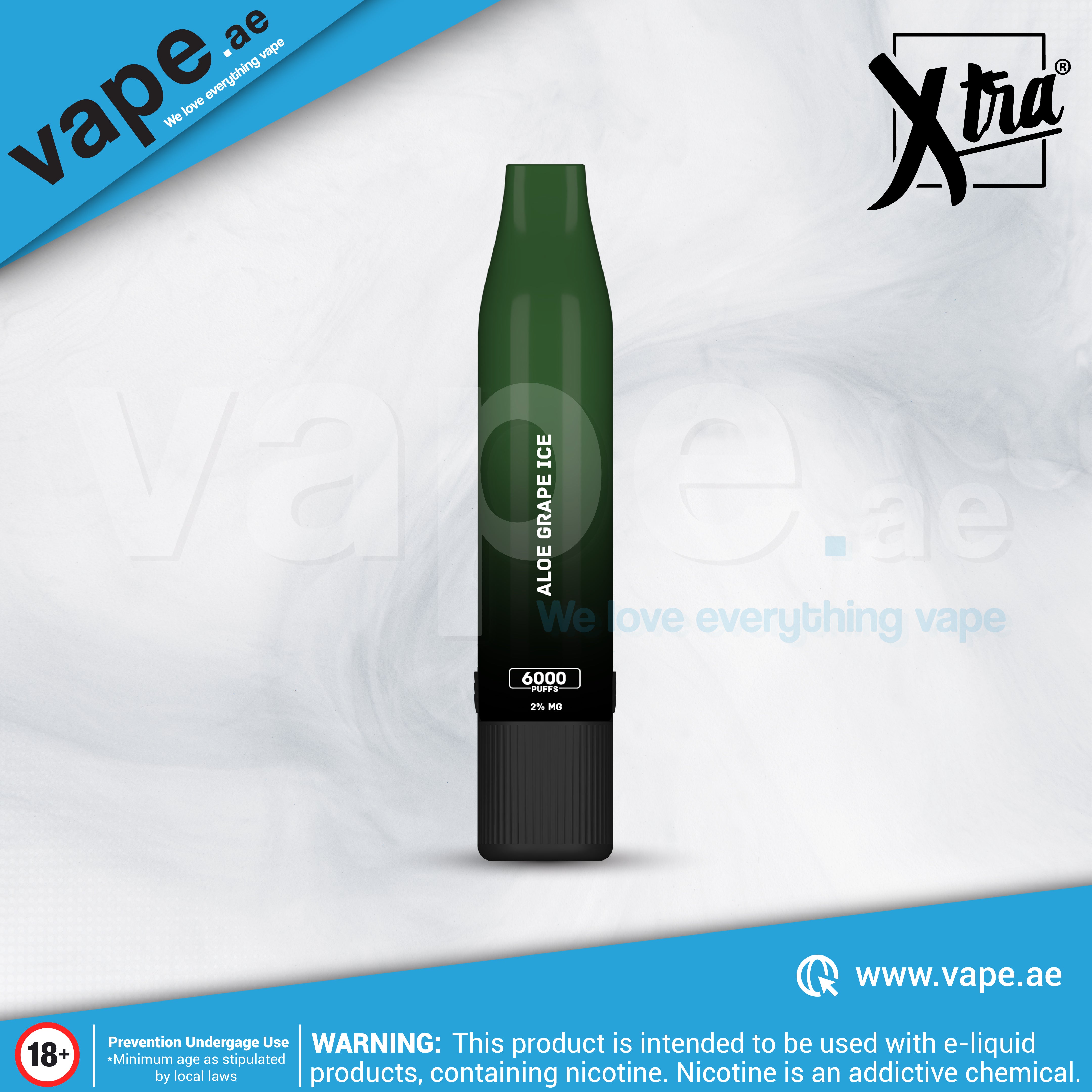 Aloe Grape Ice 20mg 6000 Puffs By XTRA – Vape.ae