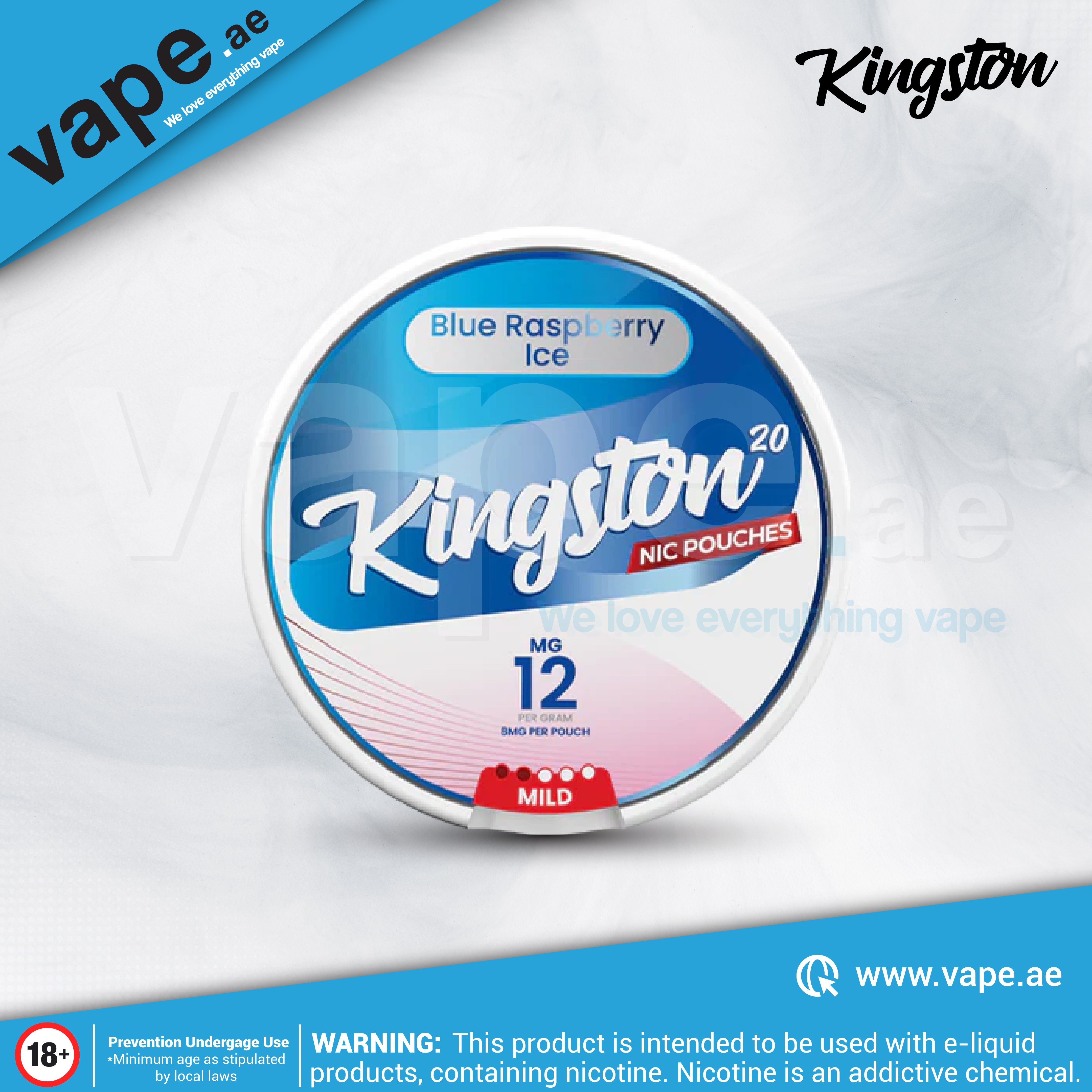 Blue Raspberry Ice 12mg Nicotine Pouch / Snus By Kingston – Vape.ae