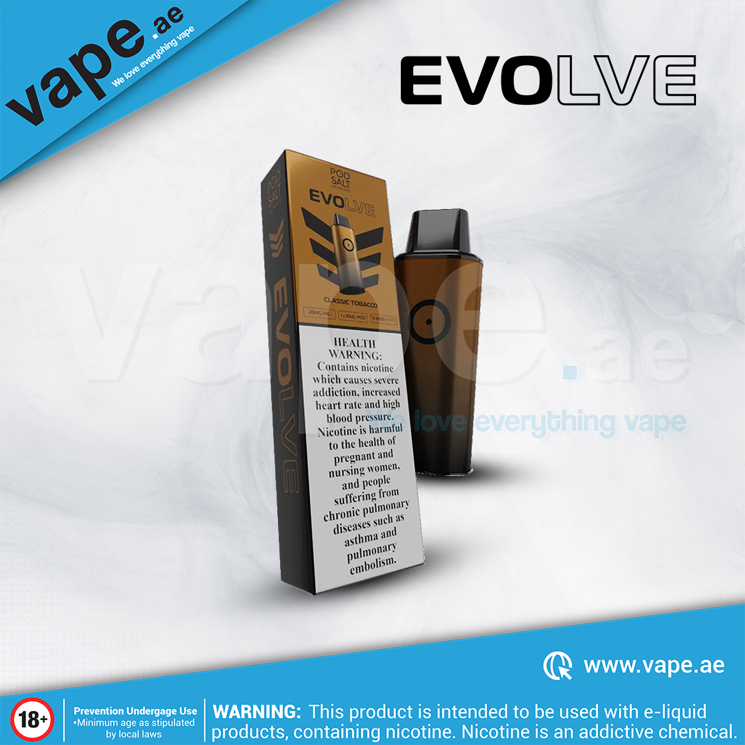 Classic Tobacco 20mg 6000 Puffs (Closed Pods) by Pod Salt Evolve – Vape.ae