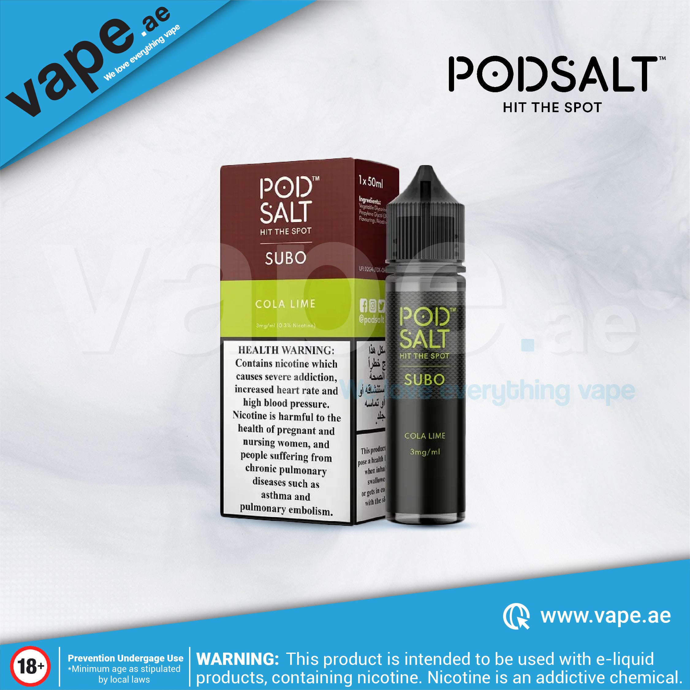 Cola Lime by Pod Salt Subo 3mg 50ml – Vape.ae