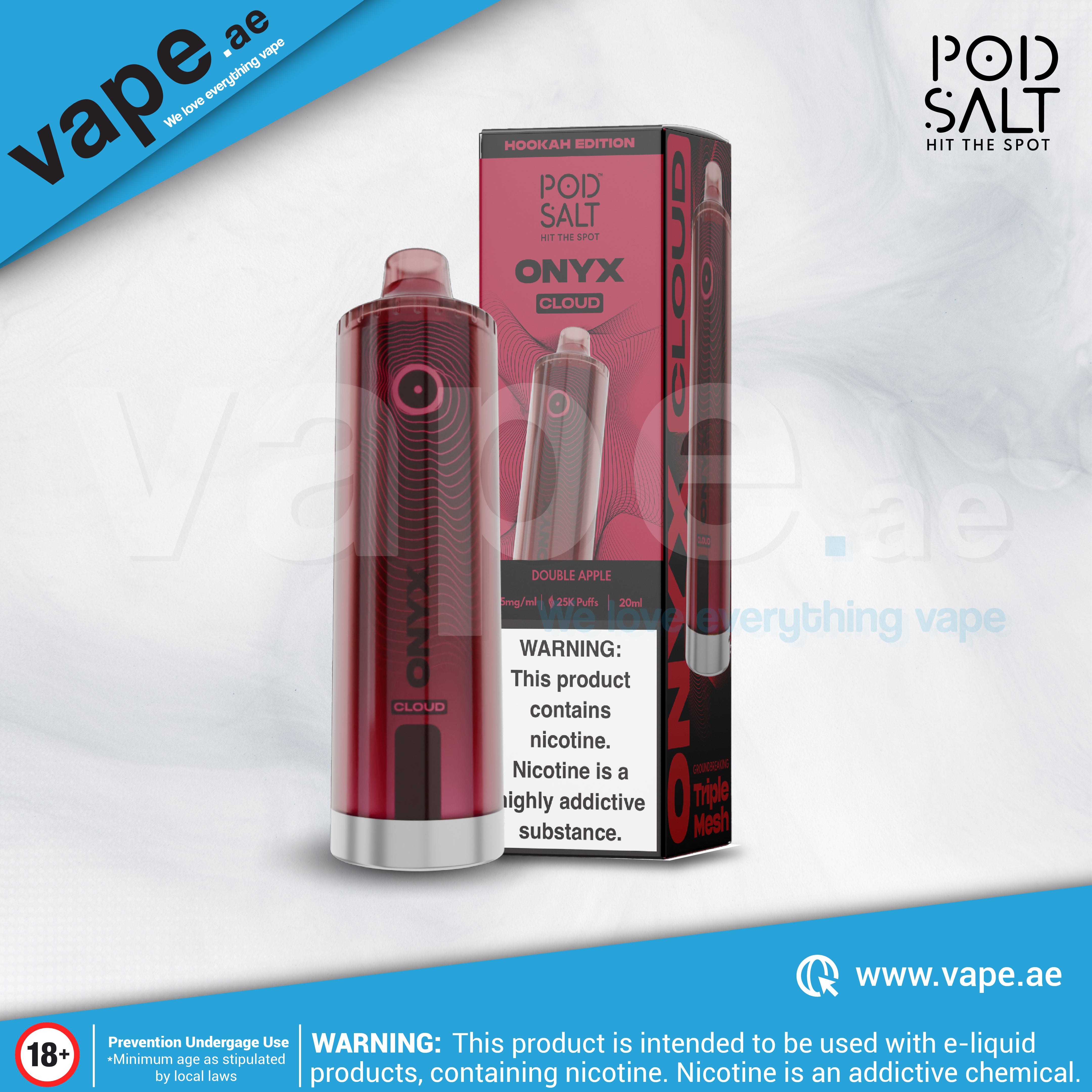 Double Apple 5mg 25000 Puffs Onyx Cloud By Pod Salt – Vape.ae