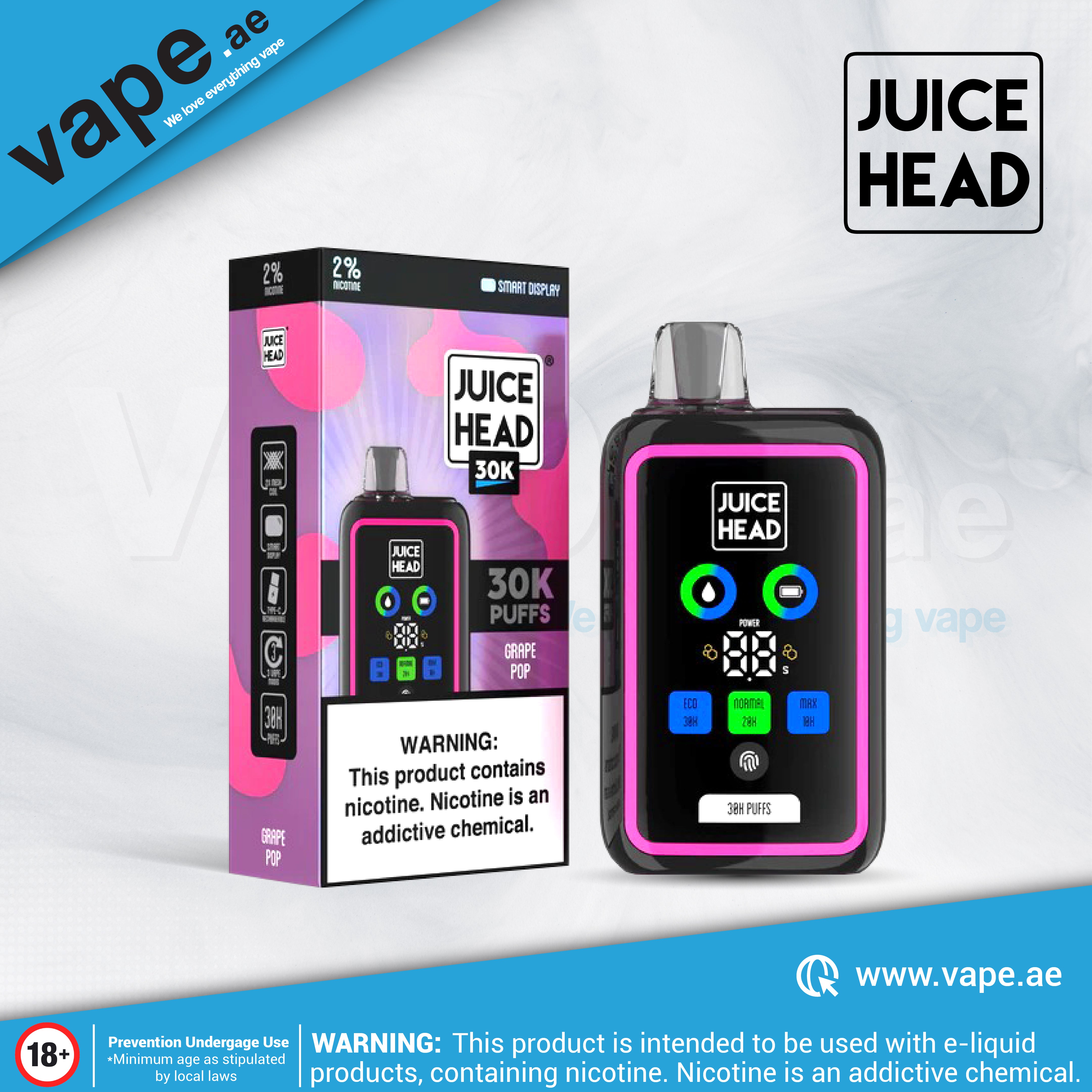 Grape Pop 30,000 Puffs 20mg by Juice Head – Vape.ae