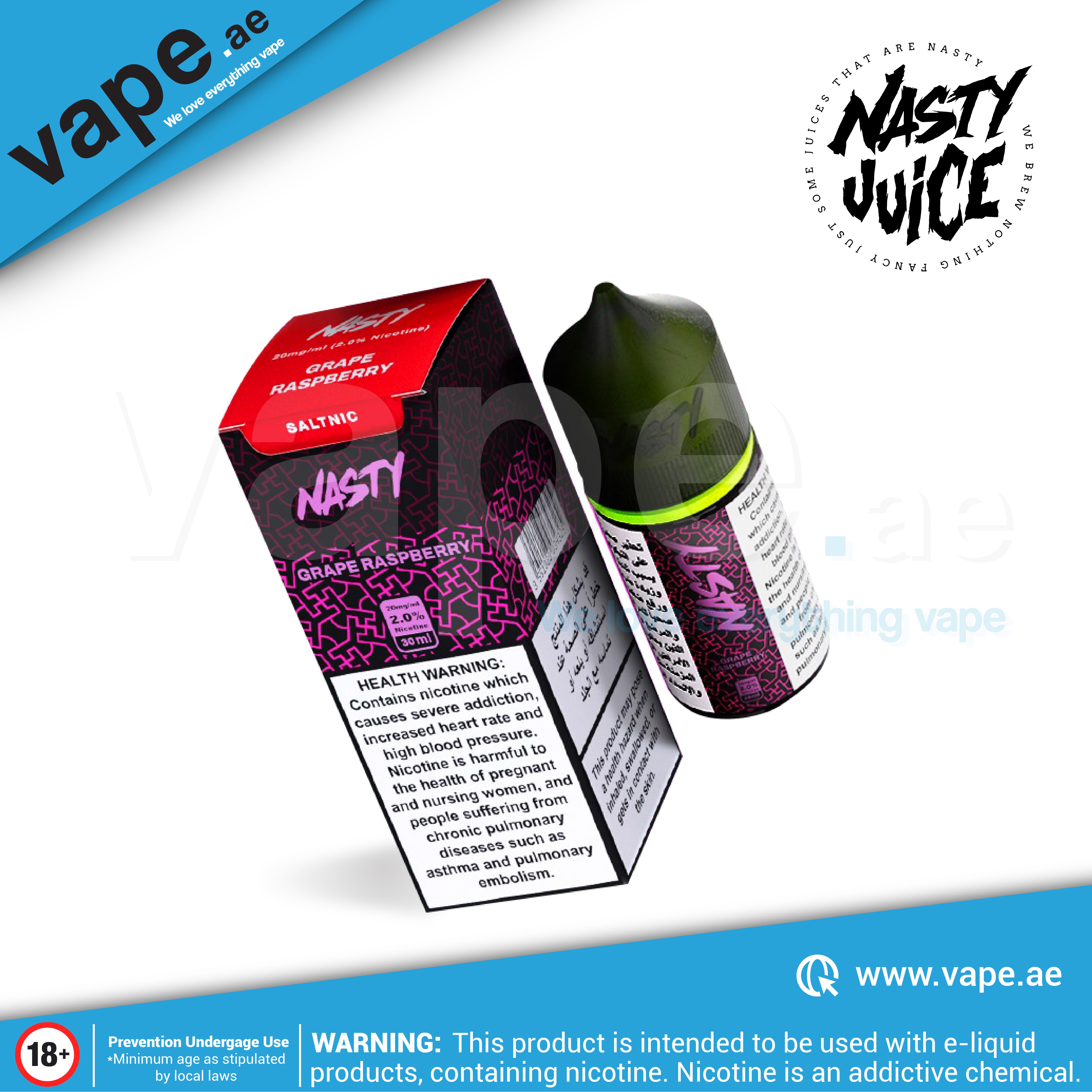 Grape Raspberry 20mg 30ml by Nasty Salt – Vape.ae
