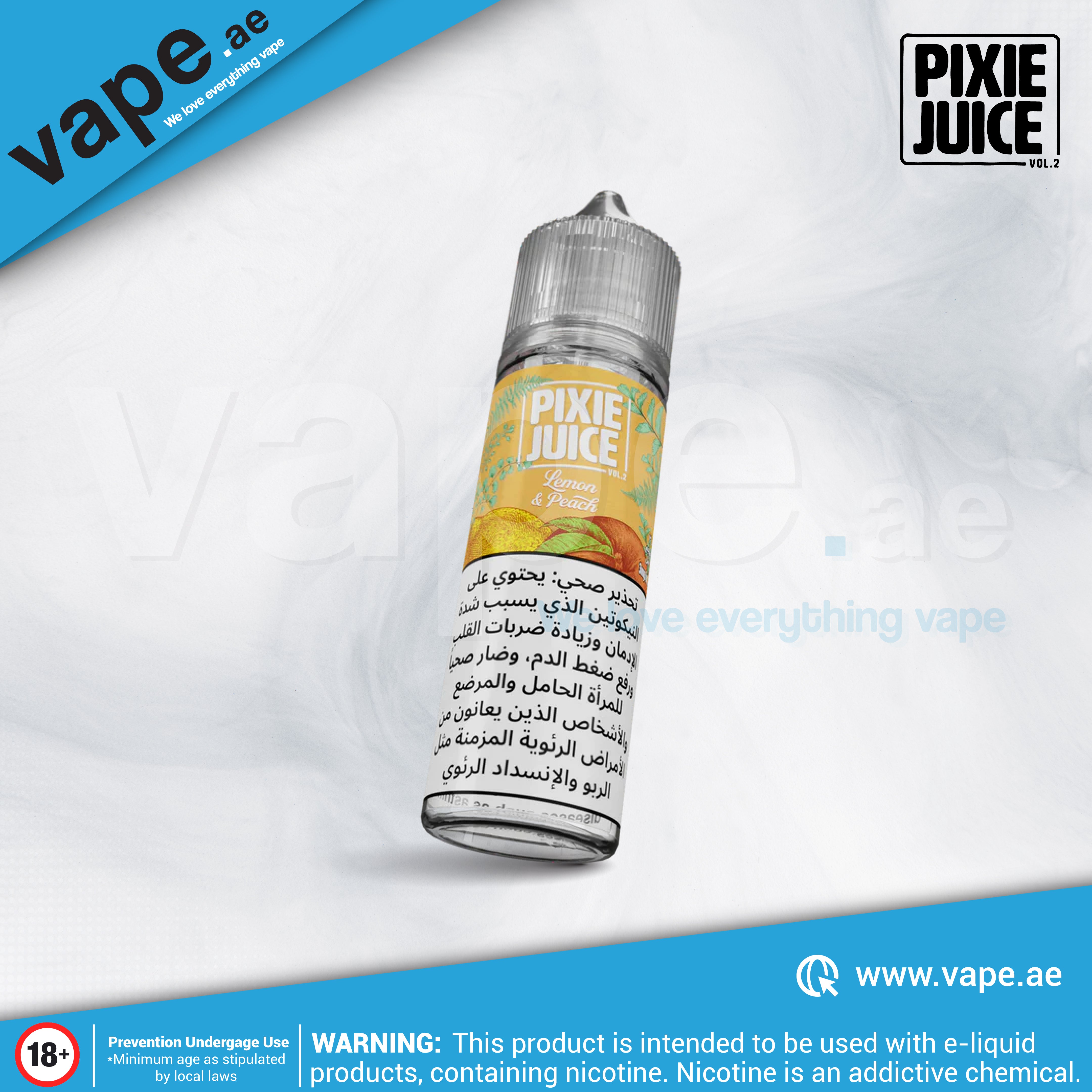 Lemon Peach 3mg 60ml By Pixie Juice – Vape.ae
