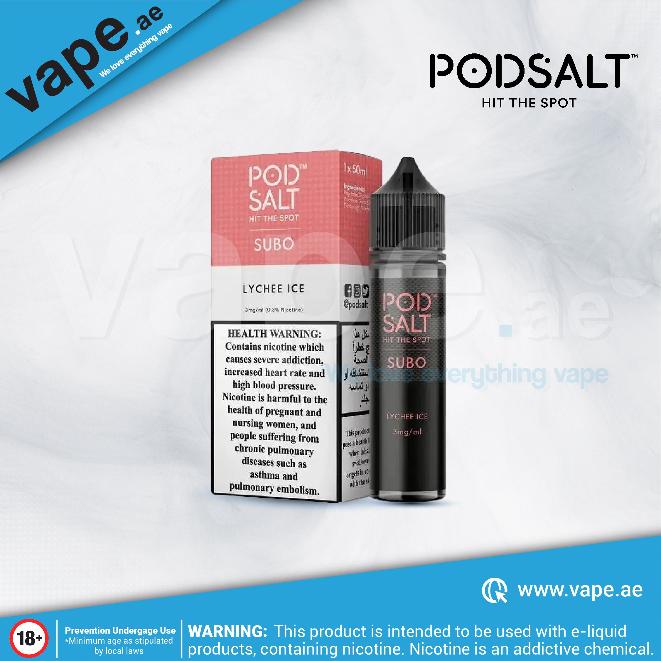Lychee Ice by Pod Salt Subo 3mg 50ml – Vape.ae