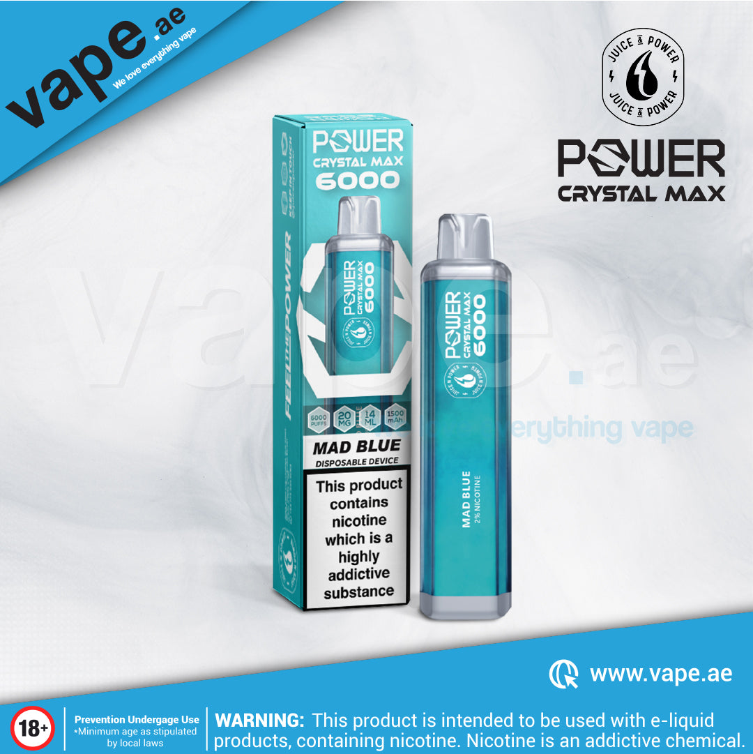Mad Blue Power Crystal Max 6000 Puffs 20mg by Juice N Power – Vape.ae