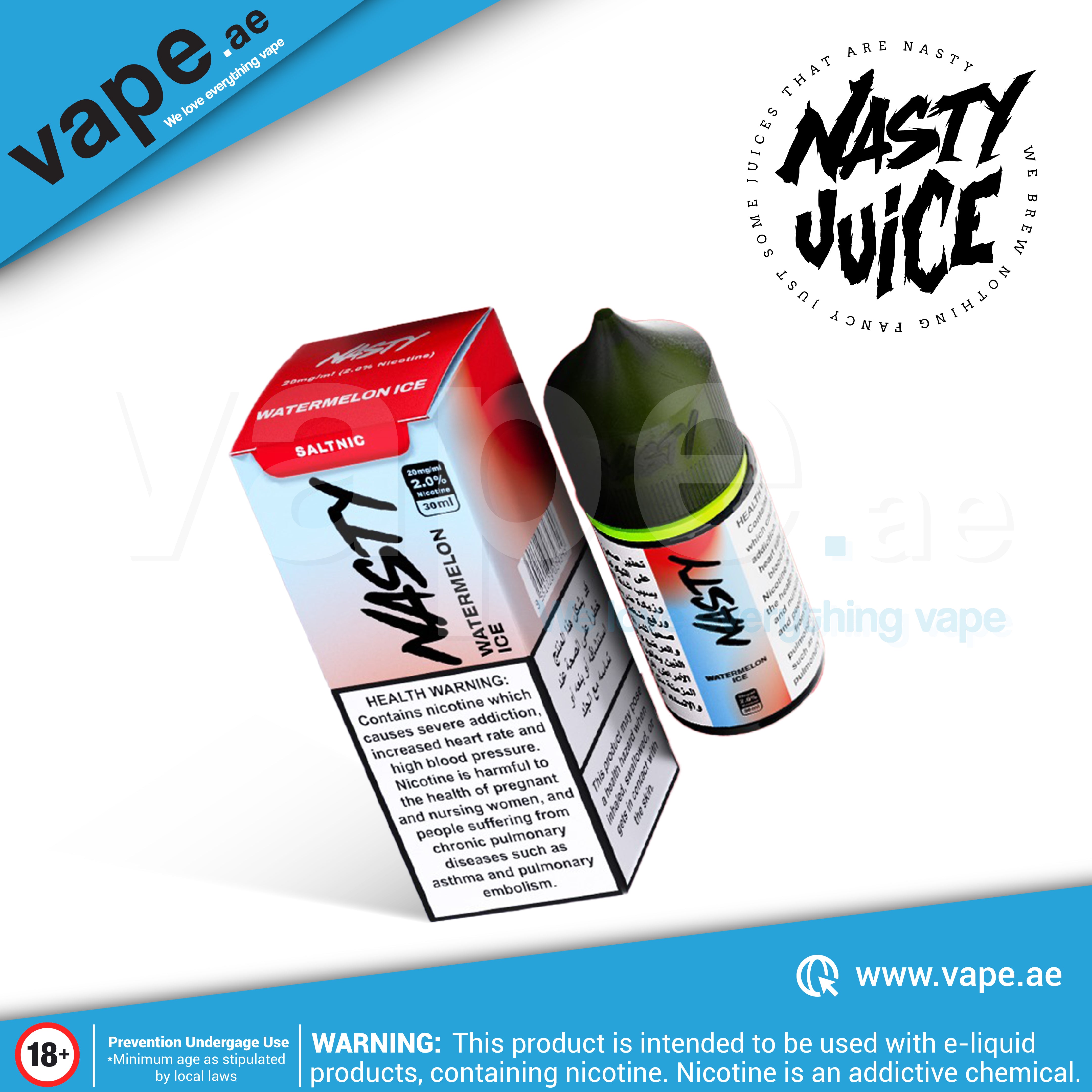 Watermelon Ice 20mg 30ml by Nasty Salt – Vape.ae