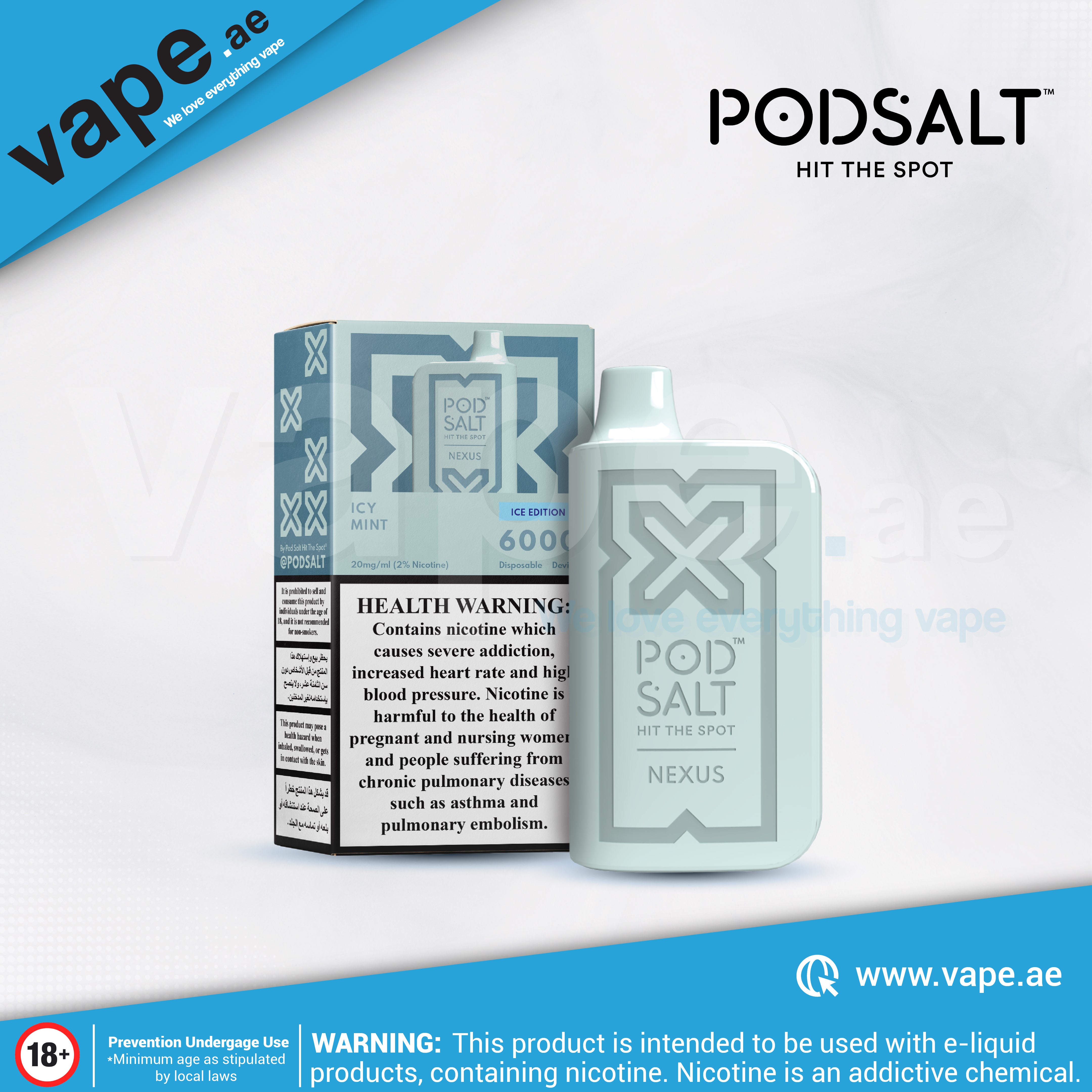 Icy Mint 20mg 6000 Puffs by Pod Salt Nexus – Vape.ae