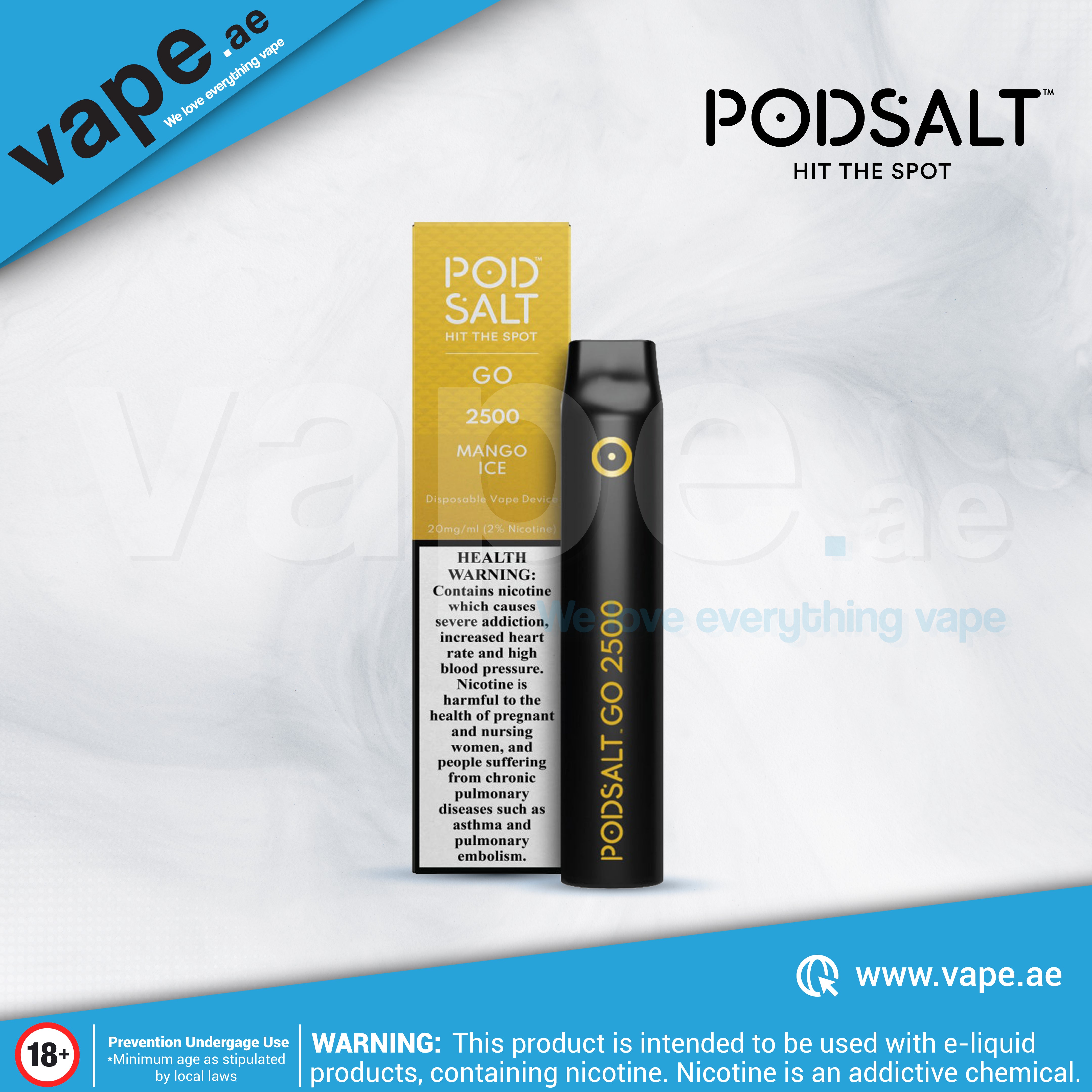 Mango Ice 20mg 2500 Puffs by Pod Salt Go – Vape.ae
