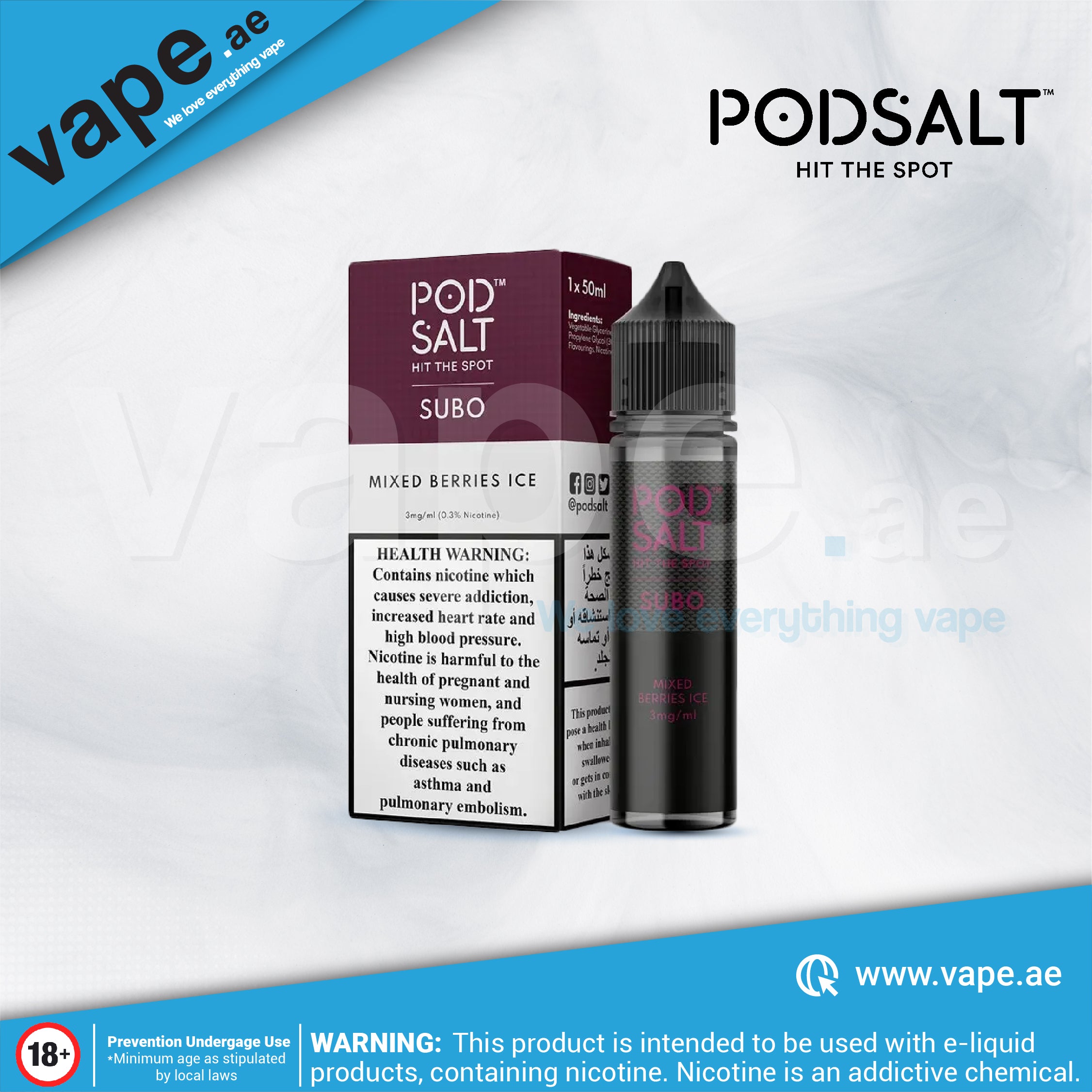 Mixed Berries Ice by Pod Salt Subo 3mg 50ml – Vape.ae