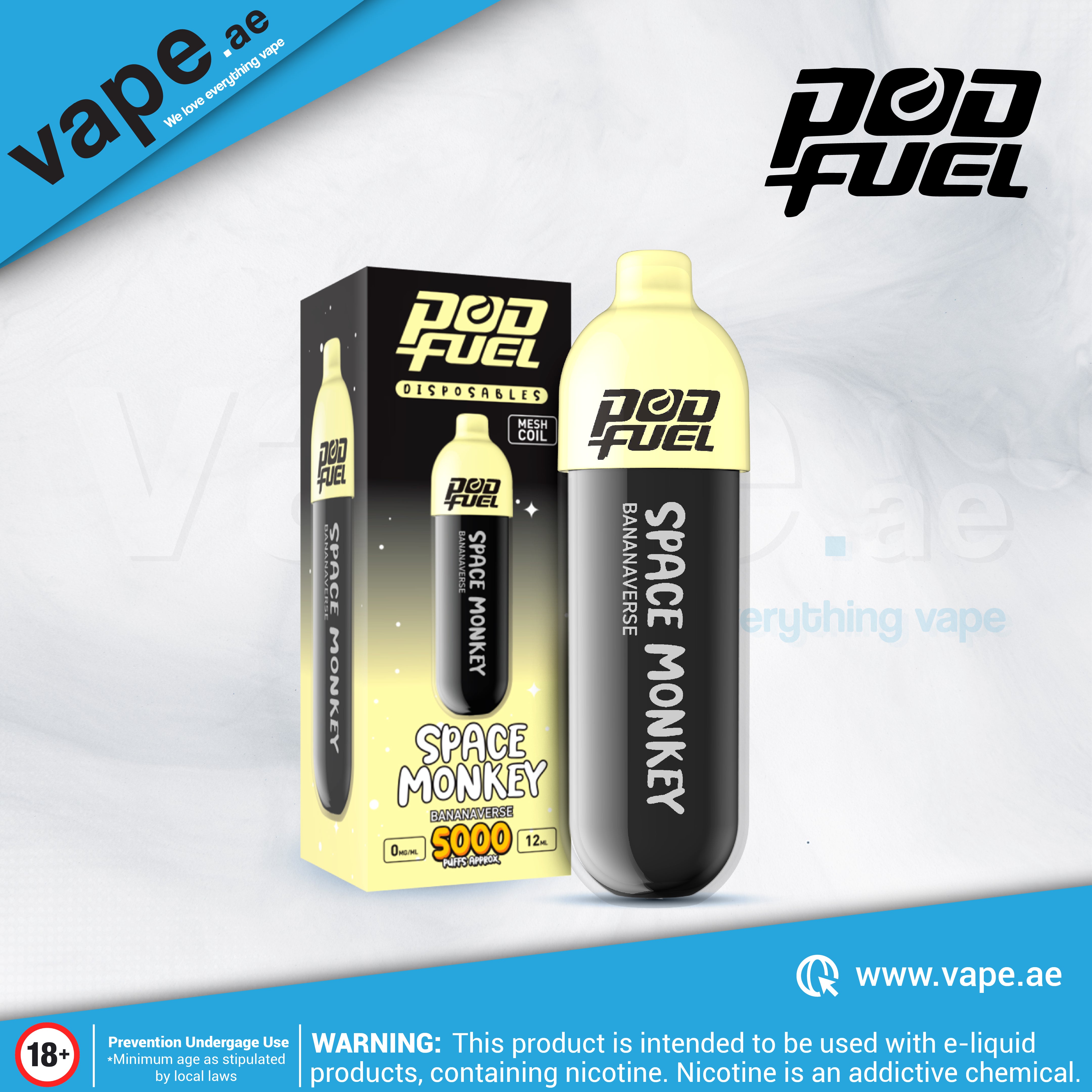 Space Monkey (Bananaverse) 0mg 5000 Puffs by Pod Fuel (Expired) – Vape.ae