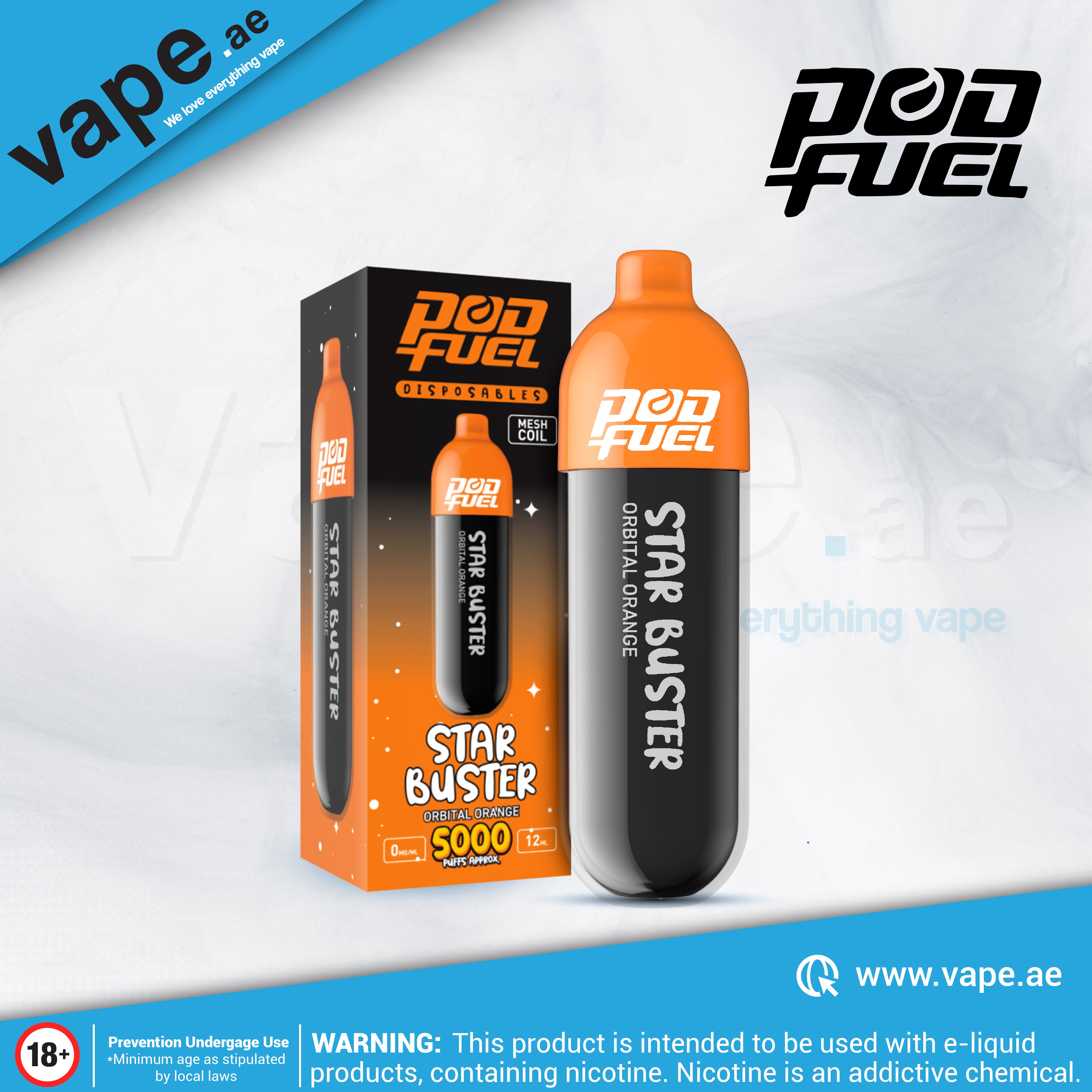 Star Buster (Orbital Orange) 0mg 5000 Puffs by Pod Fuel (Expired) – Vape.ae